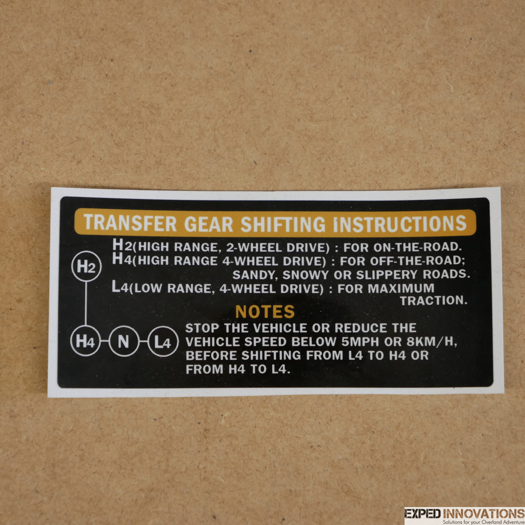 Aufkleber / Sticker Transfer Gear Shifting Instructions - Exped Innovations